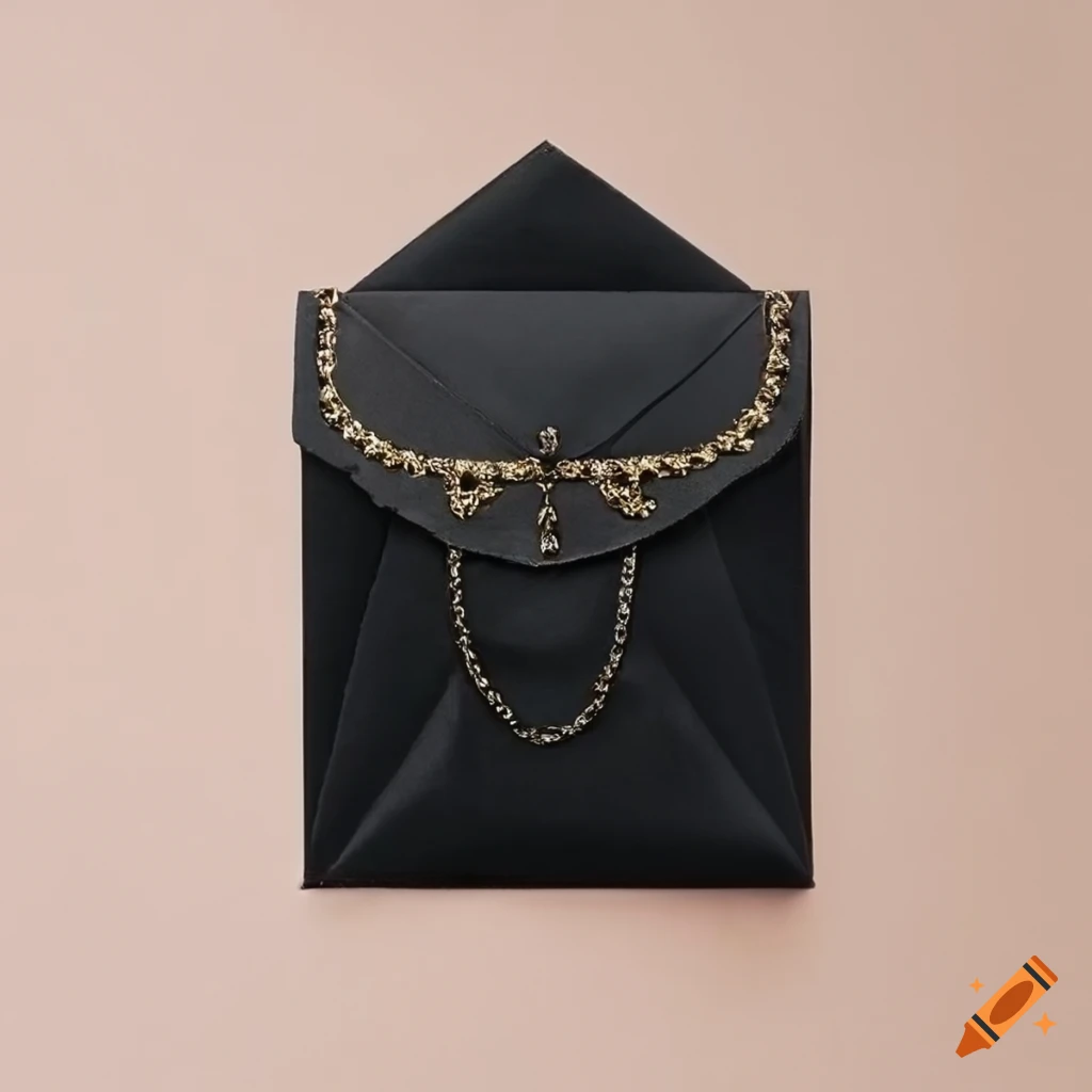Fancy black embroidered envelope on Craiyon