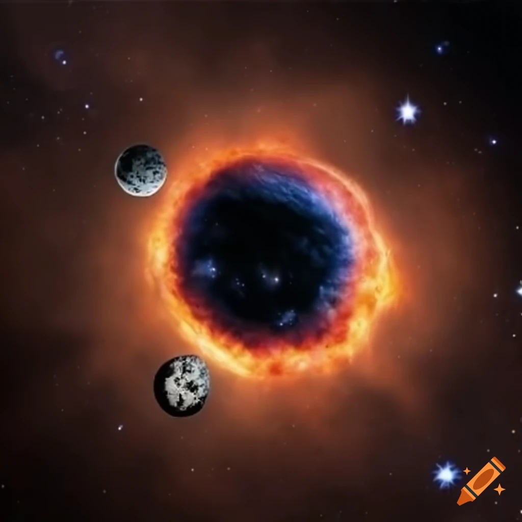 Apocalyptic explosion of planets, burning stars, and crashing asteroids ...