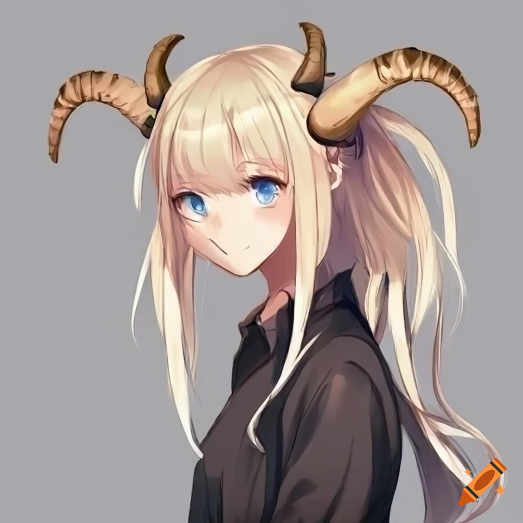 Anime girl with goat horns and tail in a fashionable outfit on Craiyon