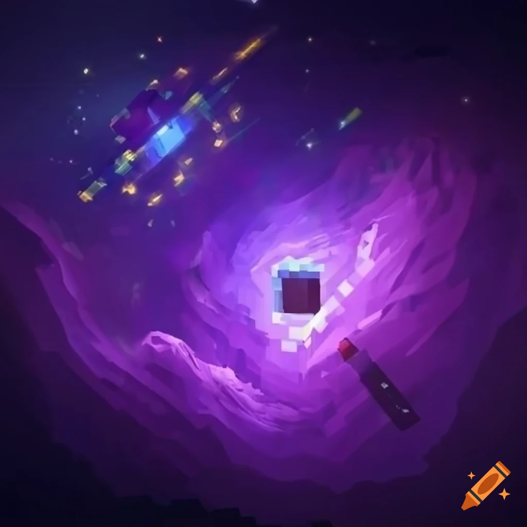 Minecraft space style in purple and white colors on Craiyon