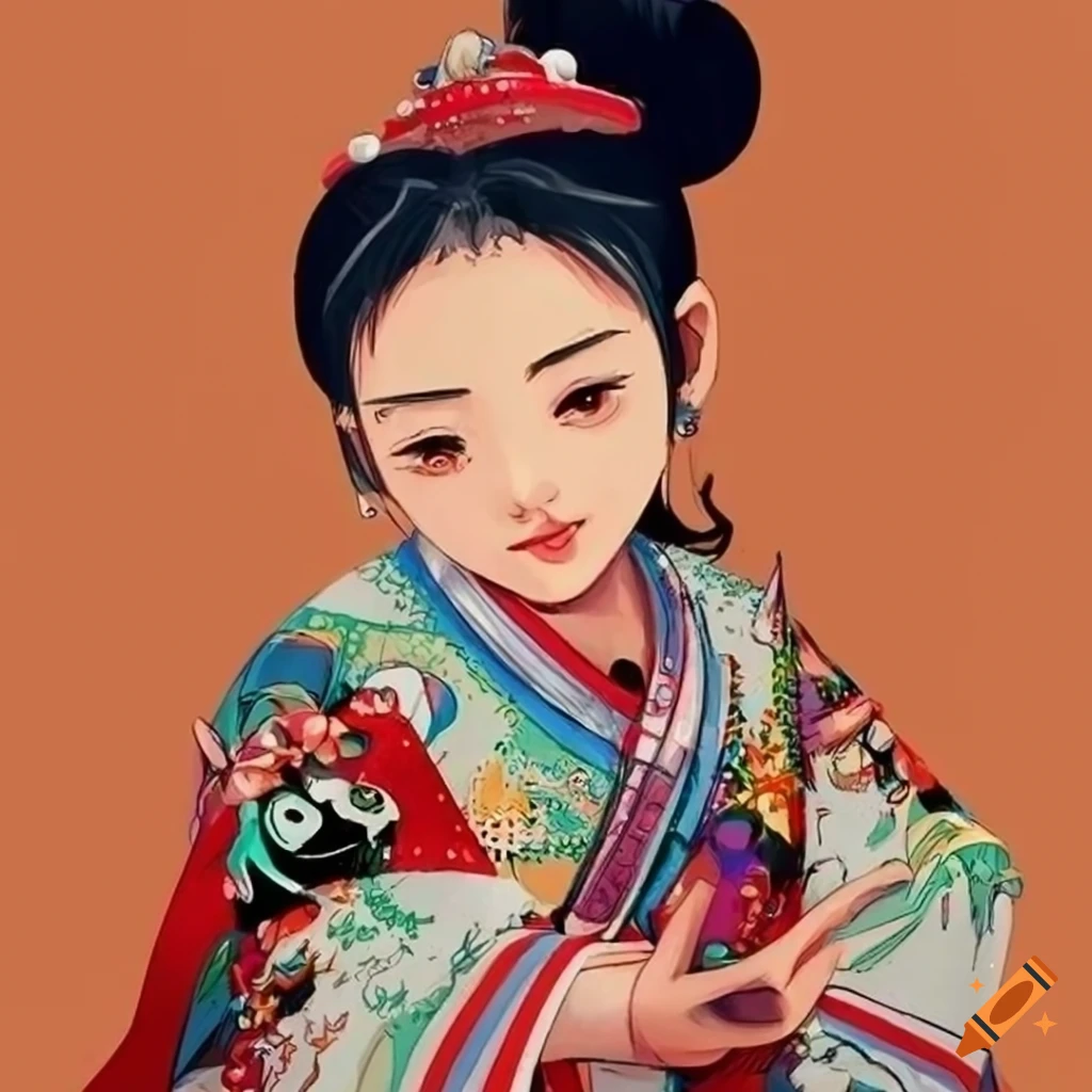 Chinese cartoon art style illustration on Craiyon