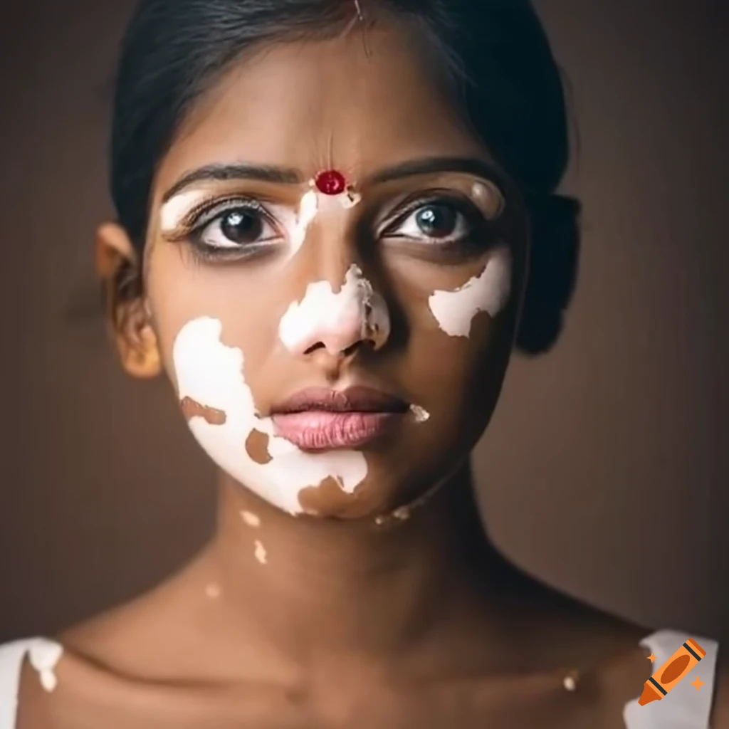 Indian woman with vitiligo on her face on Craiyon