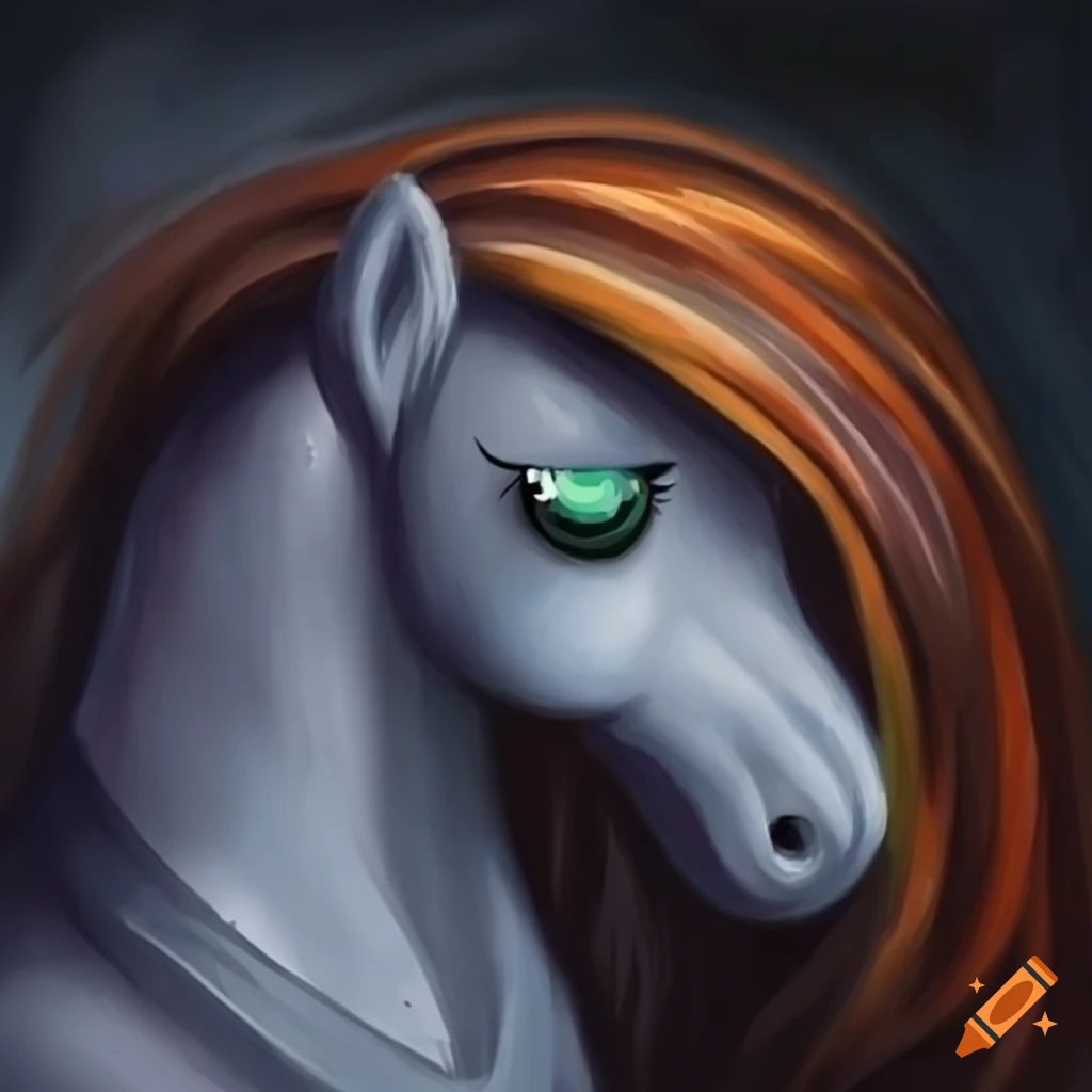 Dark-grey male pony with brown mane and emerald green eyes inspired by ...