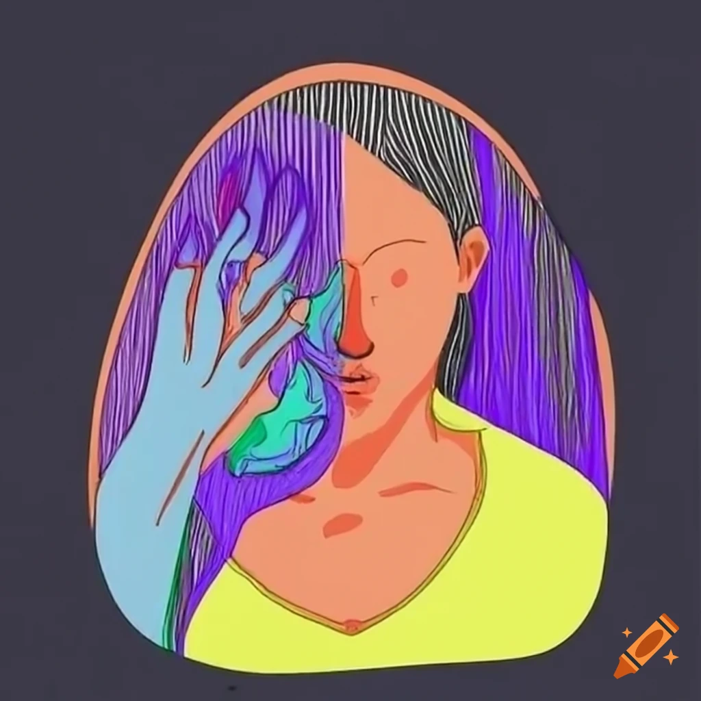 Person looking into a mirror for self-analysis in introspective artwork ...