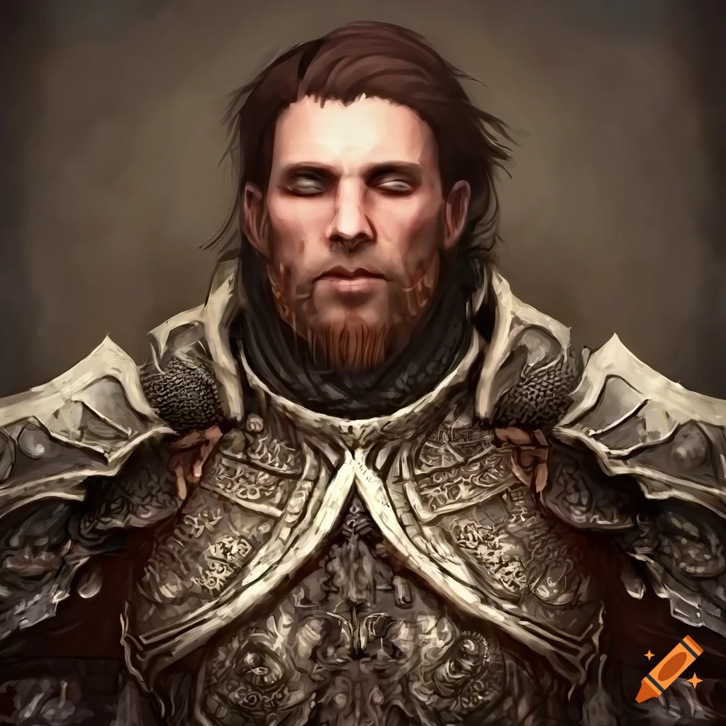 Detailed portrait of male human warrior in heavy armor for Neverwinter ...
