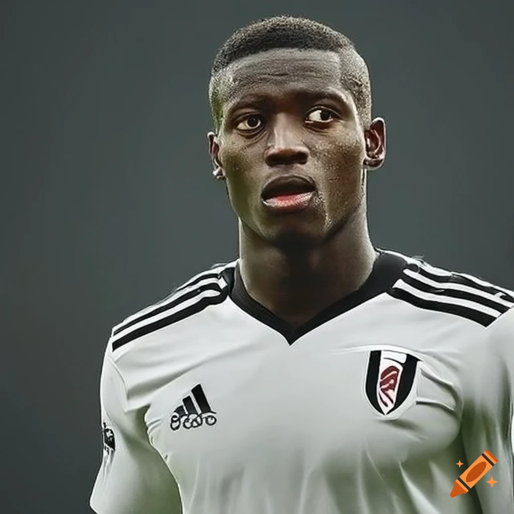 A black south african soccer player wearing the fulham jersey on Craiyon