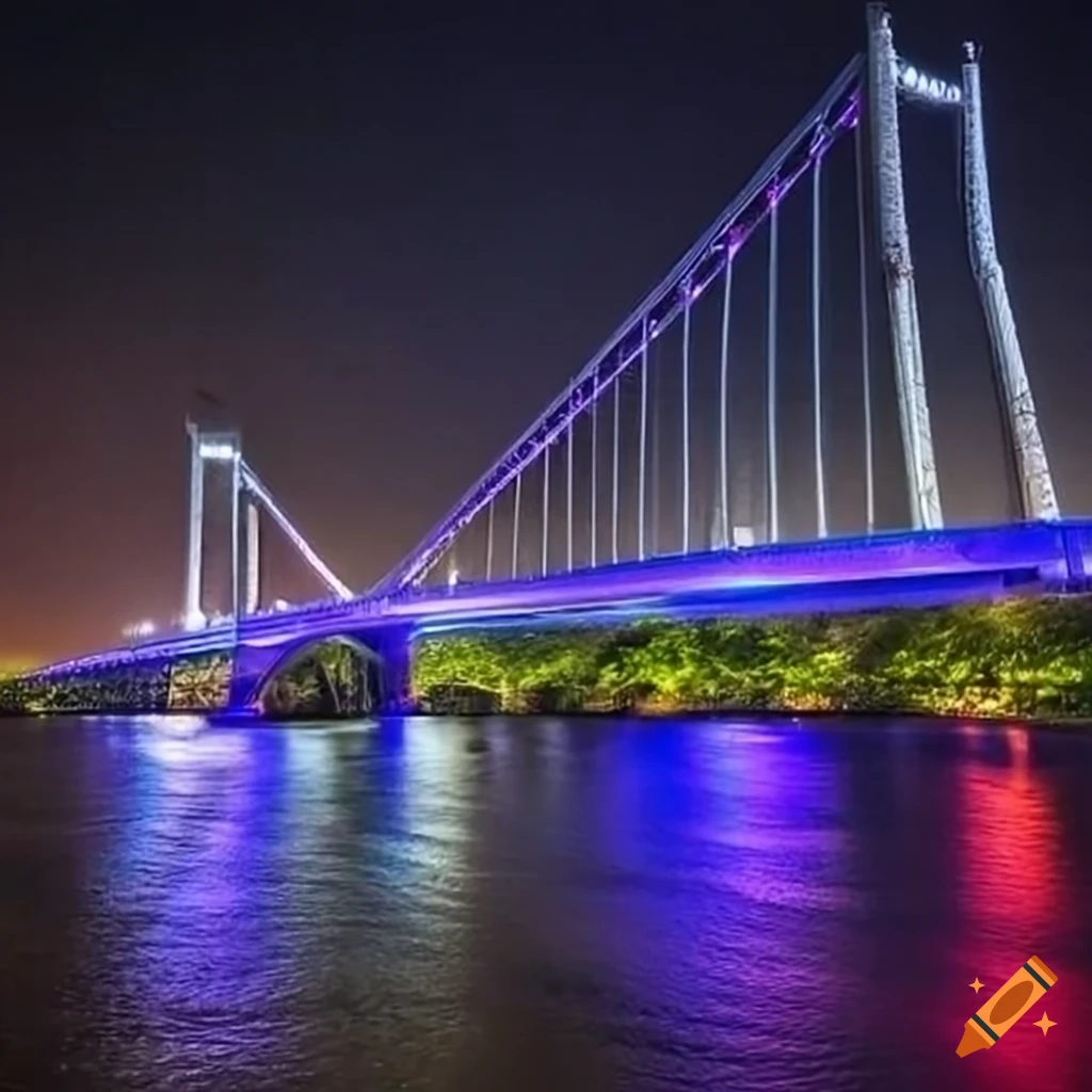 Futuristic Indonesian suspension bridge over the Majestic Madu River in ...