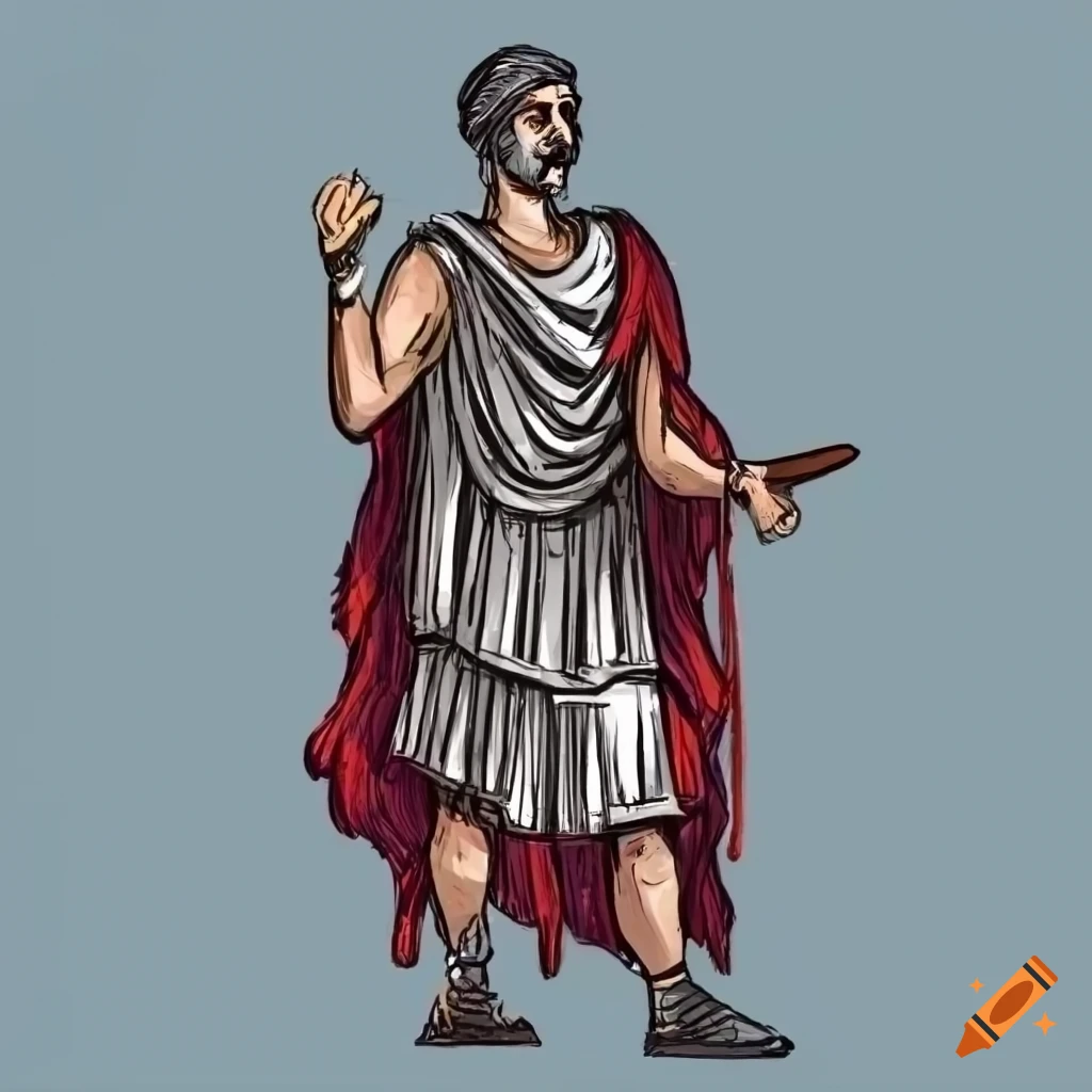 Illustration of an ancient roman senator character in full body on Craiyon