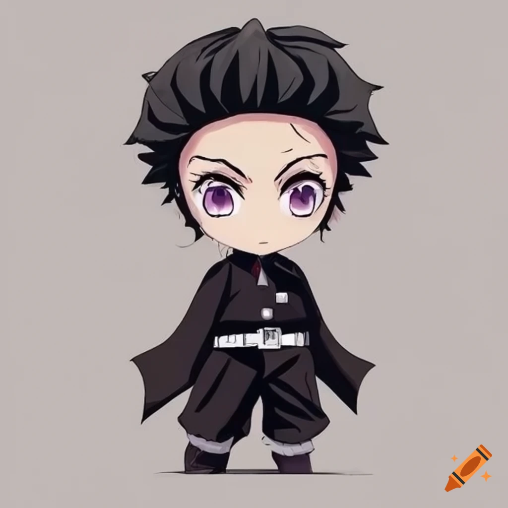 Chibi version of Demon Slayer's Gyomei Himejima standing front view on ...
