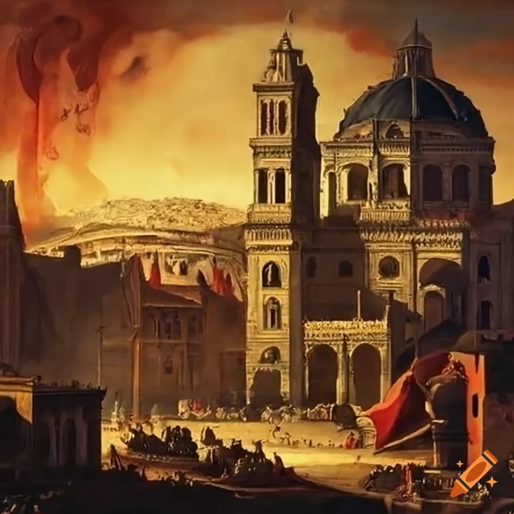 Renaissance painting depicting cities overrun by demons and hellish ...