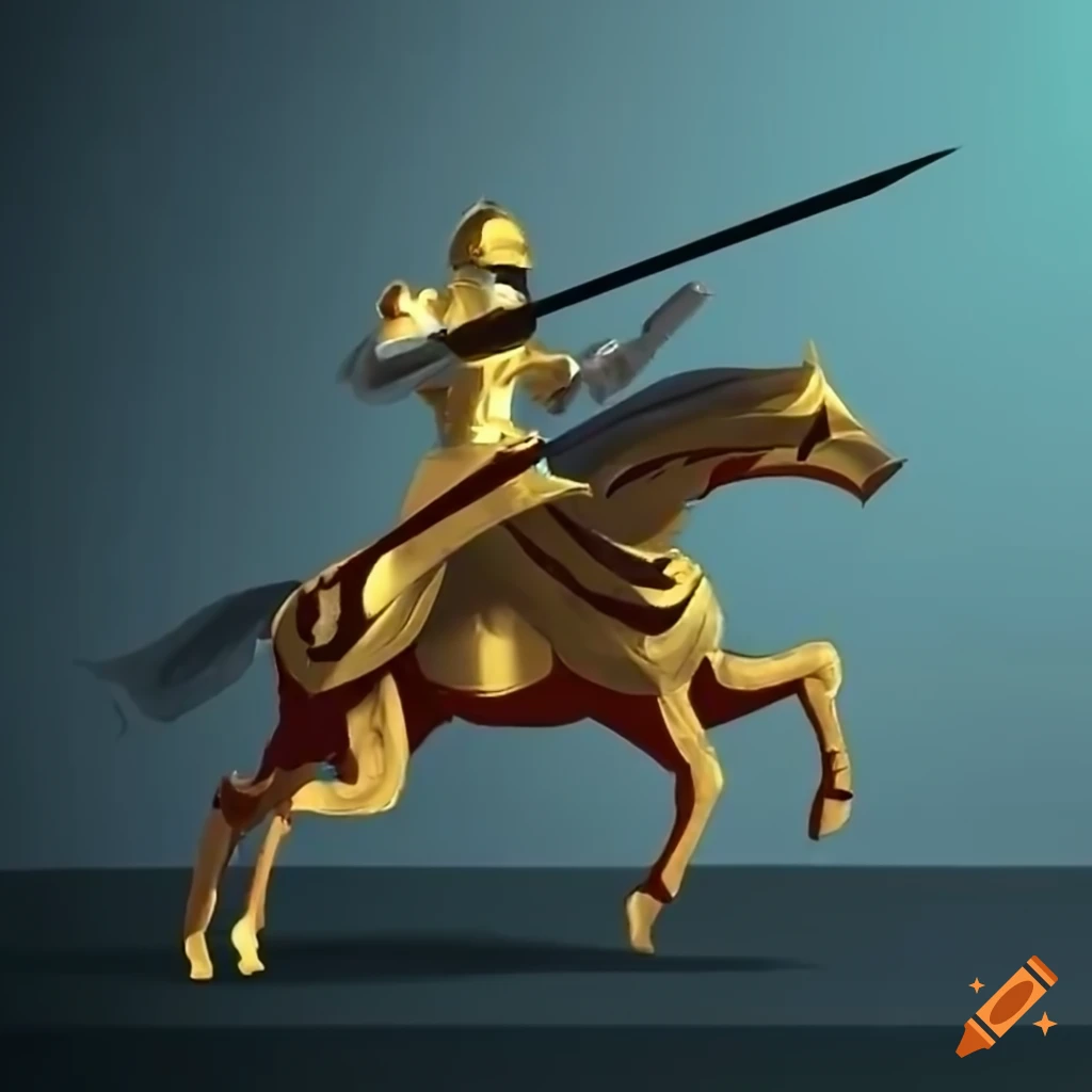 3d cgi warrior knight heroes in gold armor fighting in a forest on Craiyon