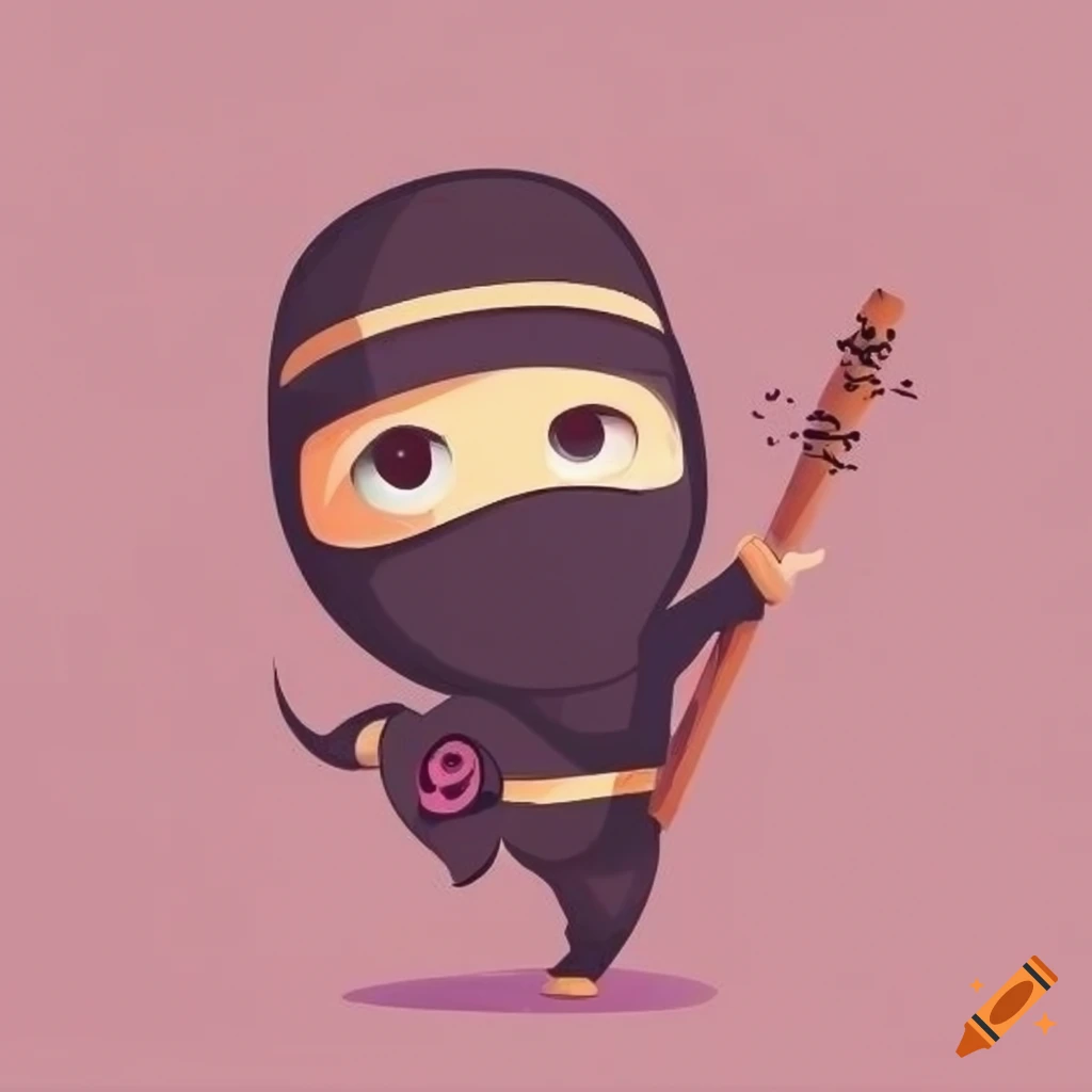 Pixar-style cartoon Ninja holding Mikado chocolate sticks in Japanese ...