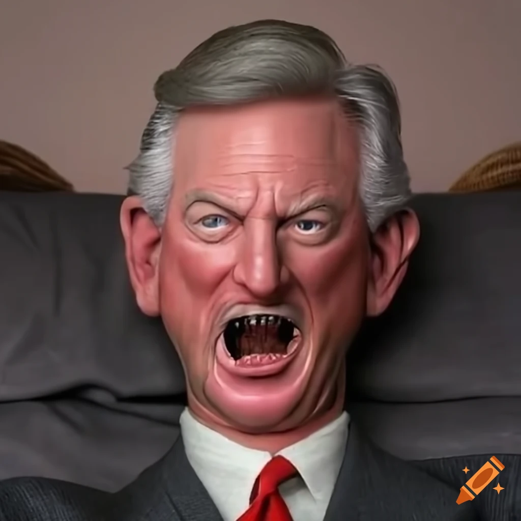 Satirical portrayal of tommy tuberville as a ventriloquist dummy with a ...