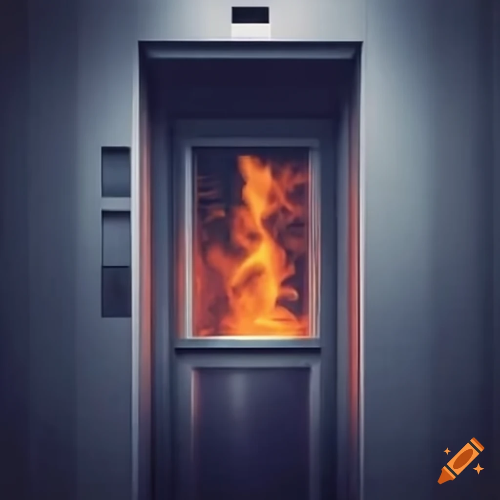 Fire burning inside an elevator on Craiyon