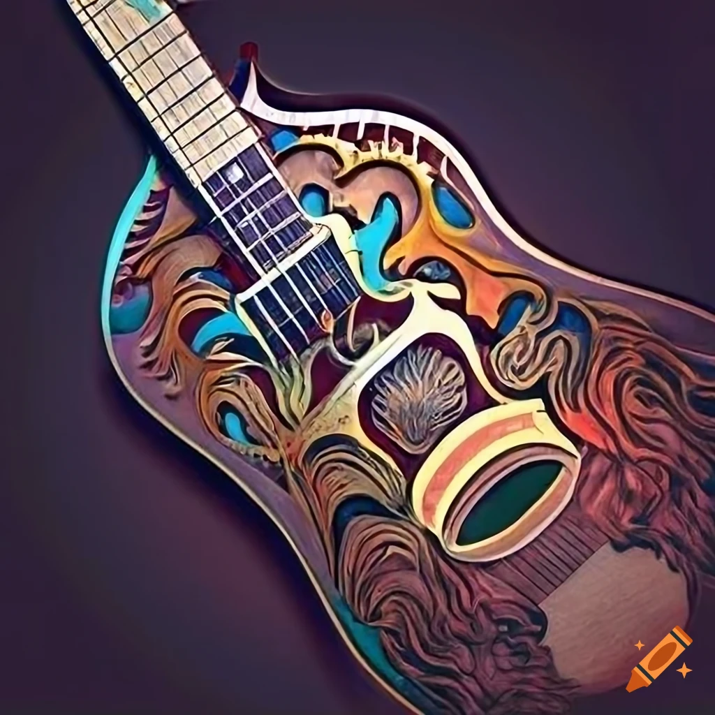 Intricate bison fingerboard inlay design for a guitar on Craiyon