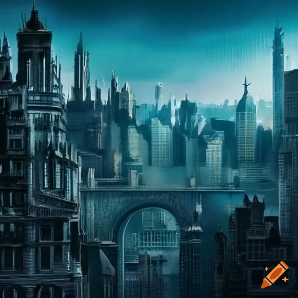 Surreal city landscape on Craiyon