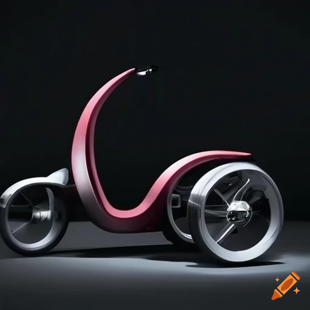 Futuristic three-wheeled electric bike with hub-less wheel design on ...