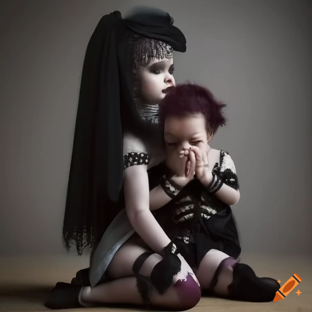 Detailed gothic babies praying in profile view on Craiyon