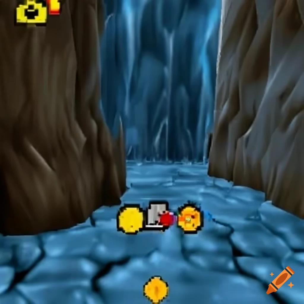 N64 ice cave level in a video game on Craiyon