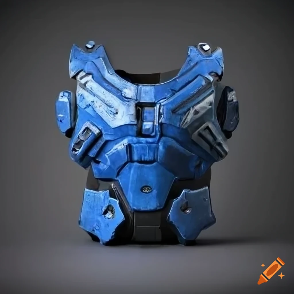 Blue metal steel chestplate for futuristic soldier in military gear on ...