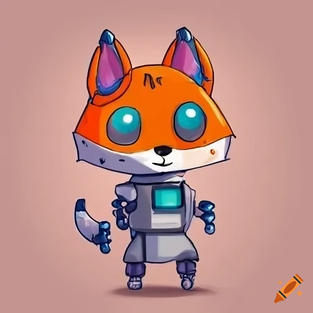 Cute and friendly robot fox drawing on Craiyon