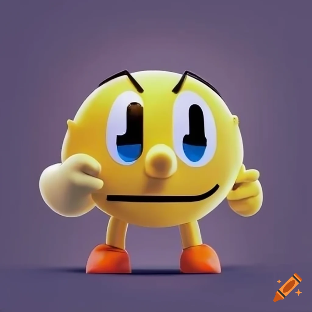 Pac-man character surrounded by friends on Craiyon