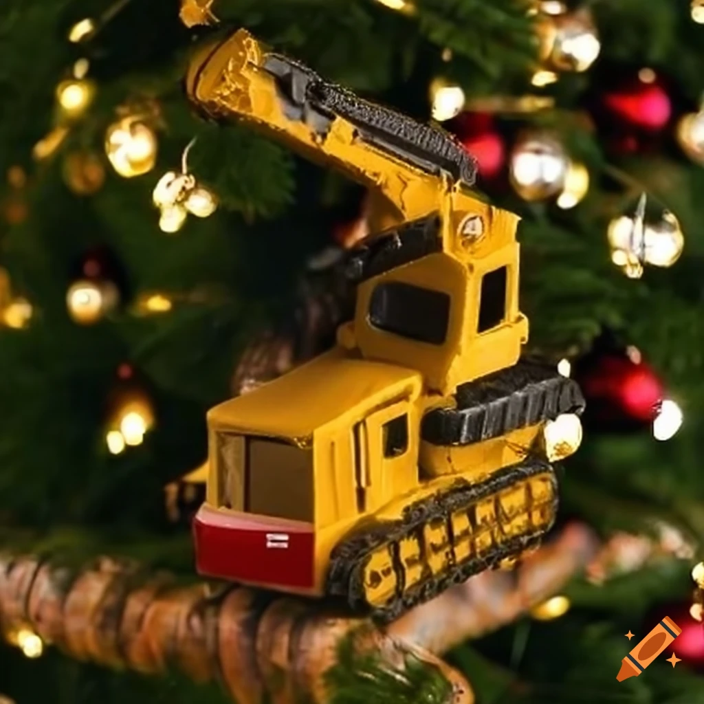 Bulldozer ornament on a Christmas tree for holiday decoration on Craiyon