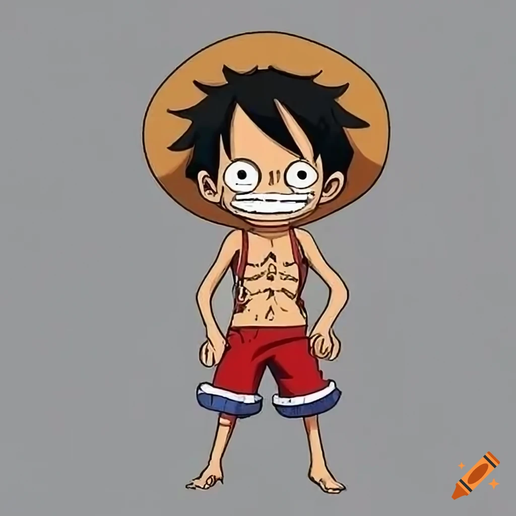 Chibi version of Monkey D. Luffy from One Piece standing front in full ...