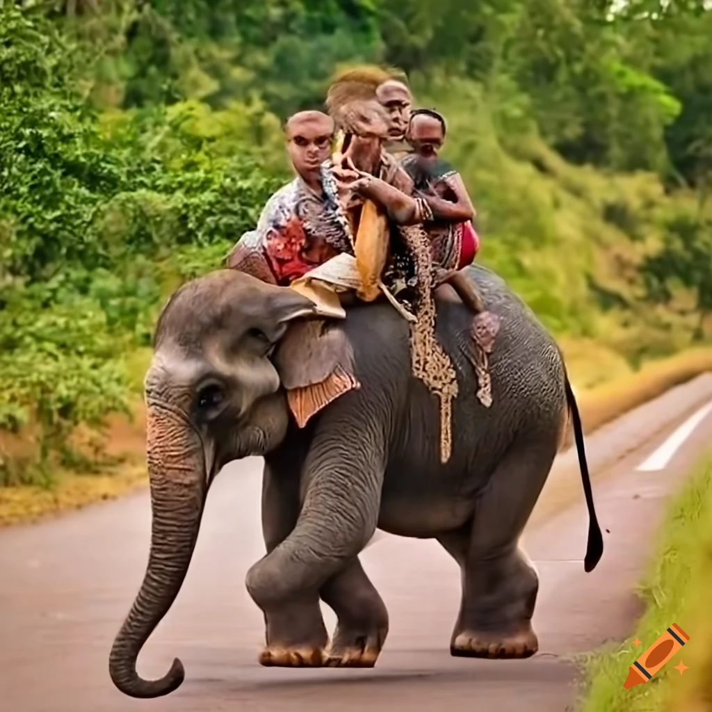 Monkey riding an elephant on Craiyon