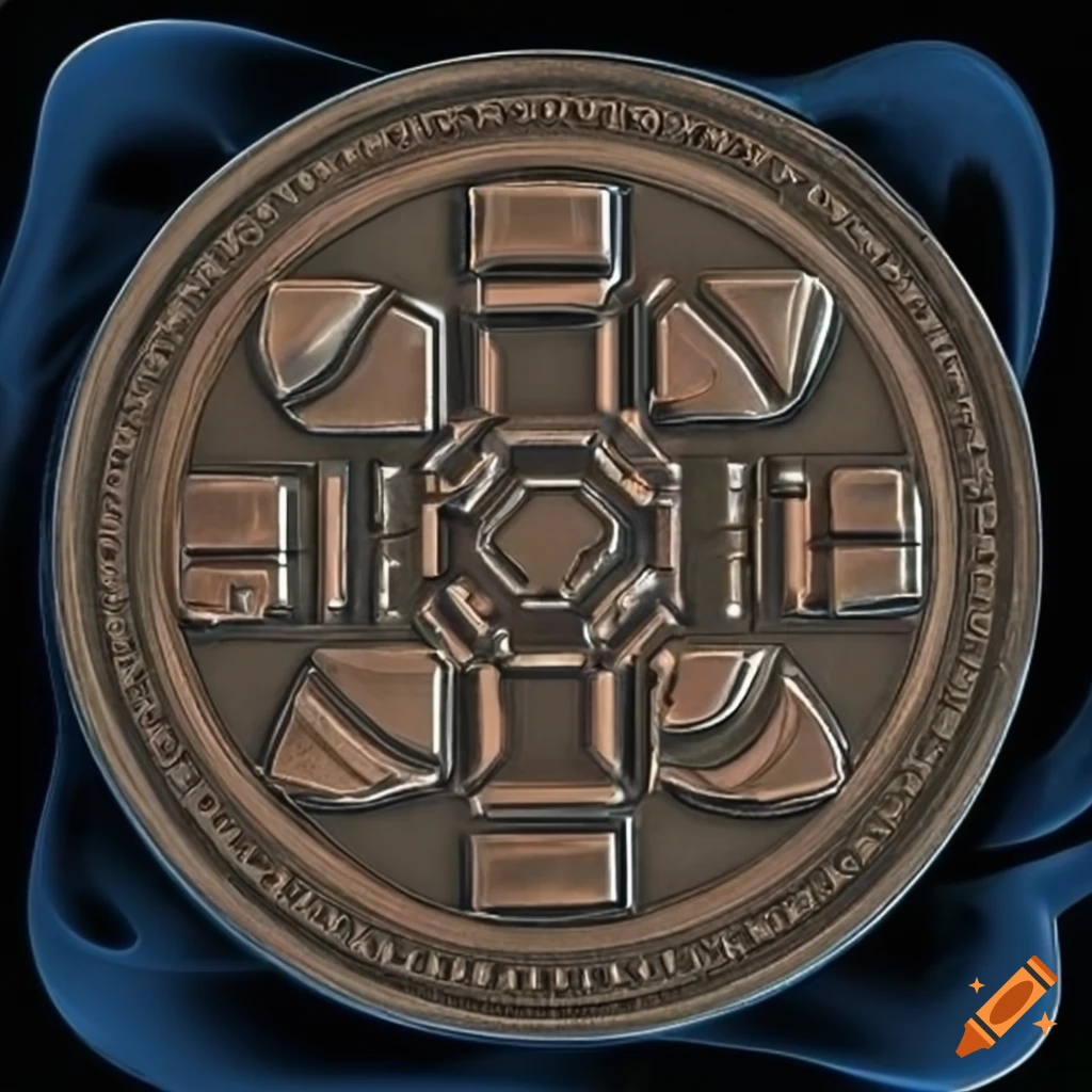 Stylized coin divided into water, fire, earth, and air elements on Craiyon