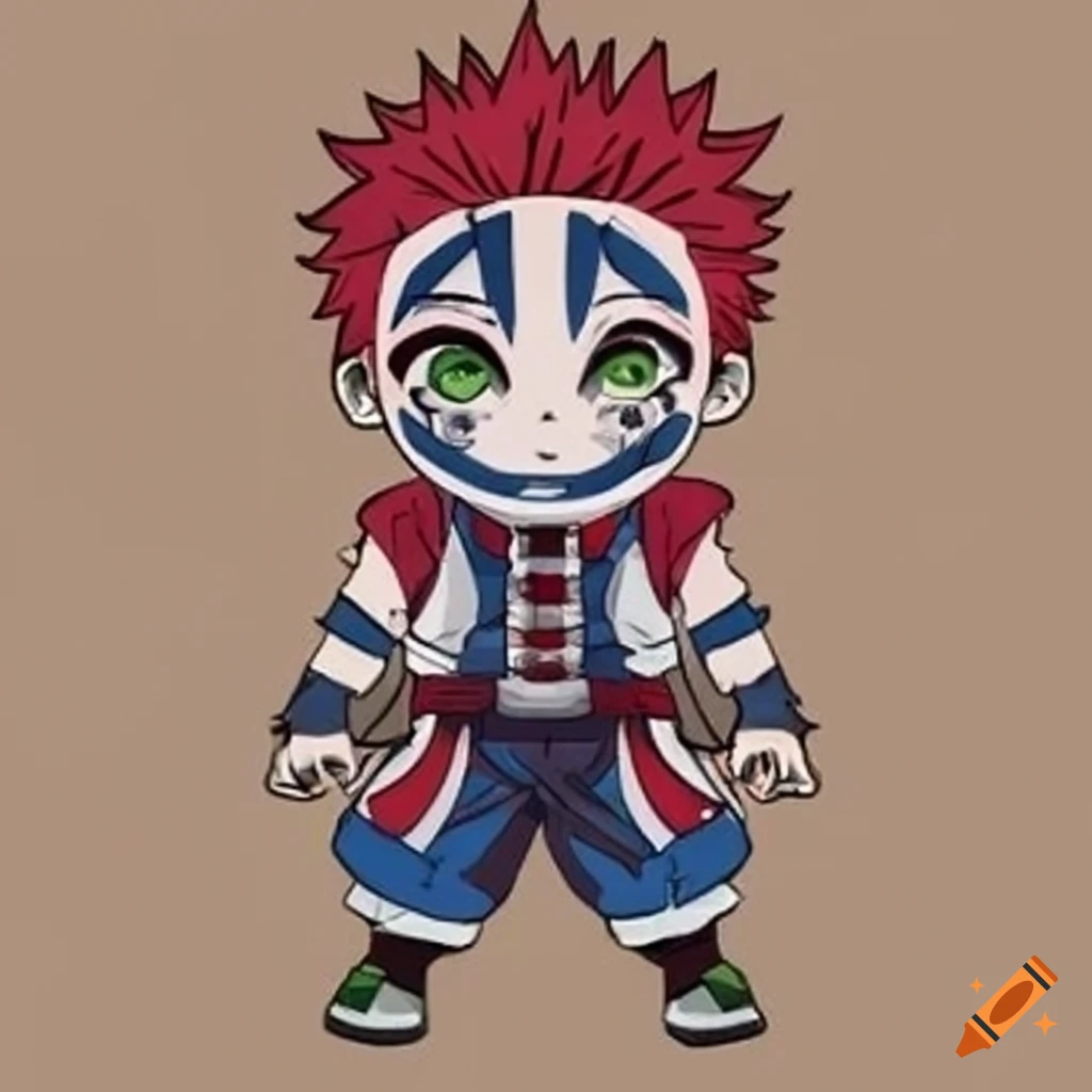 Akaza demon slayer chibi standing in front view full body on Craiyon