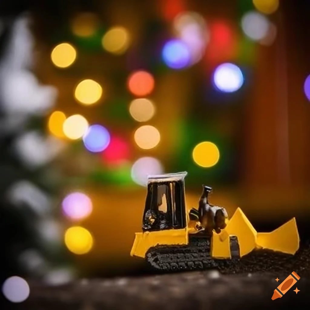 Bulldozer ornament on a Christmas tree for holiday decoration on Craiyon