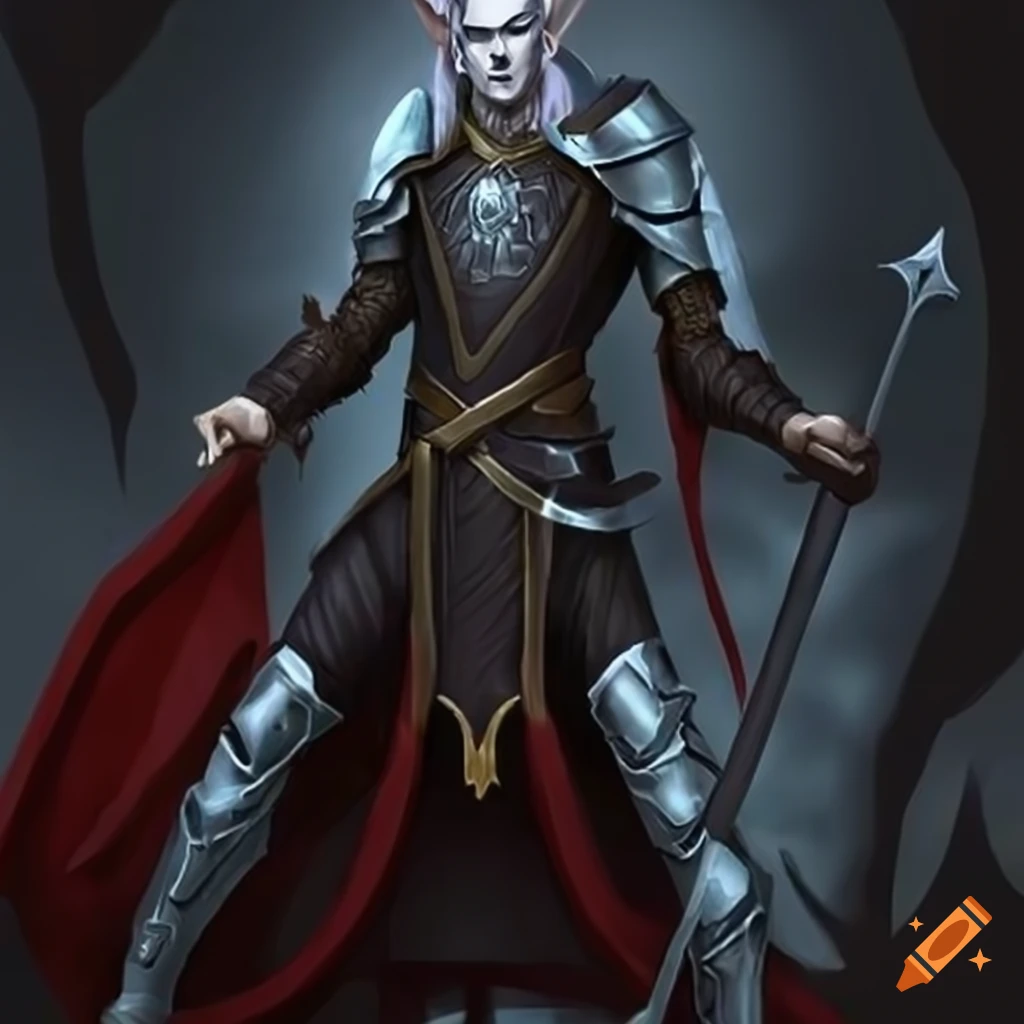 Male Paladin Dark Elf Character On Craiyon