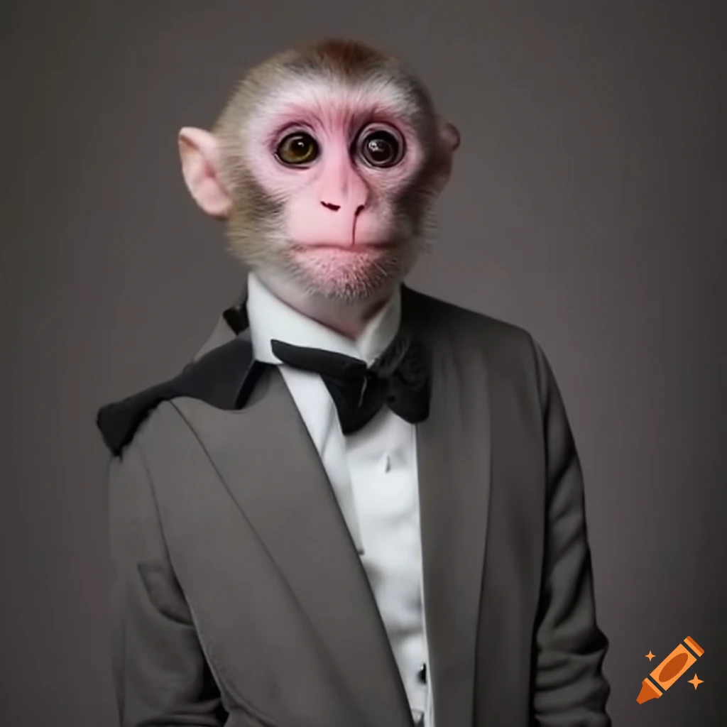 Sophisticated pink monkey named charles with a black bowtie on Craiyon