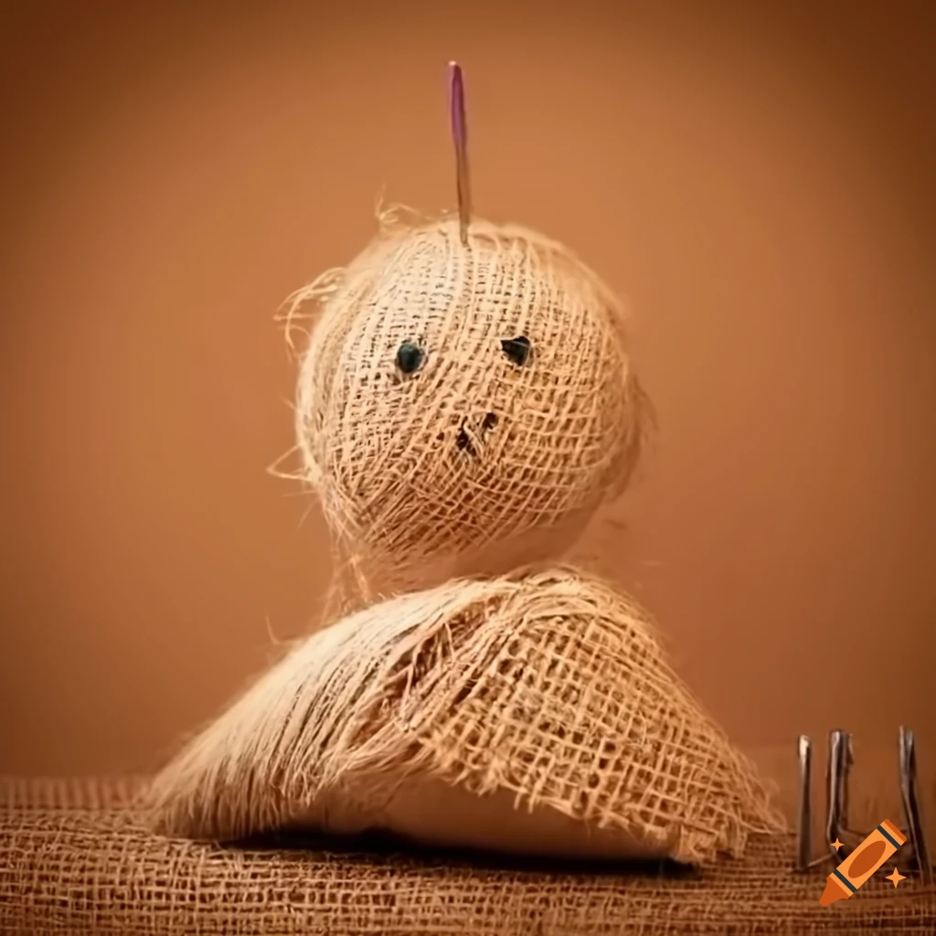 Burlap pile with face and needles on Craiyon