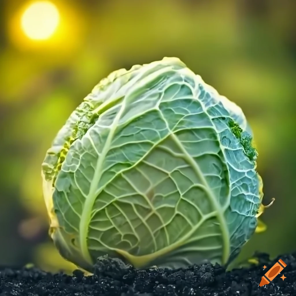 Cabbage on the ground in macro hd on Craiyon