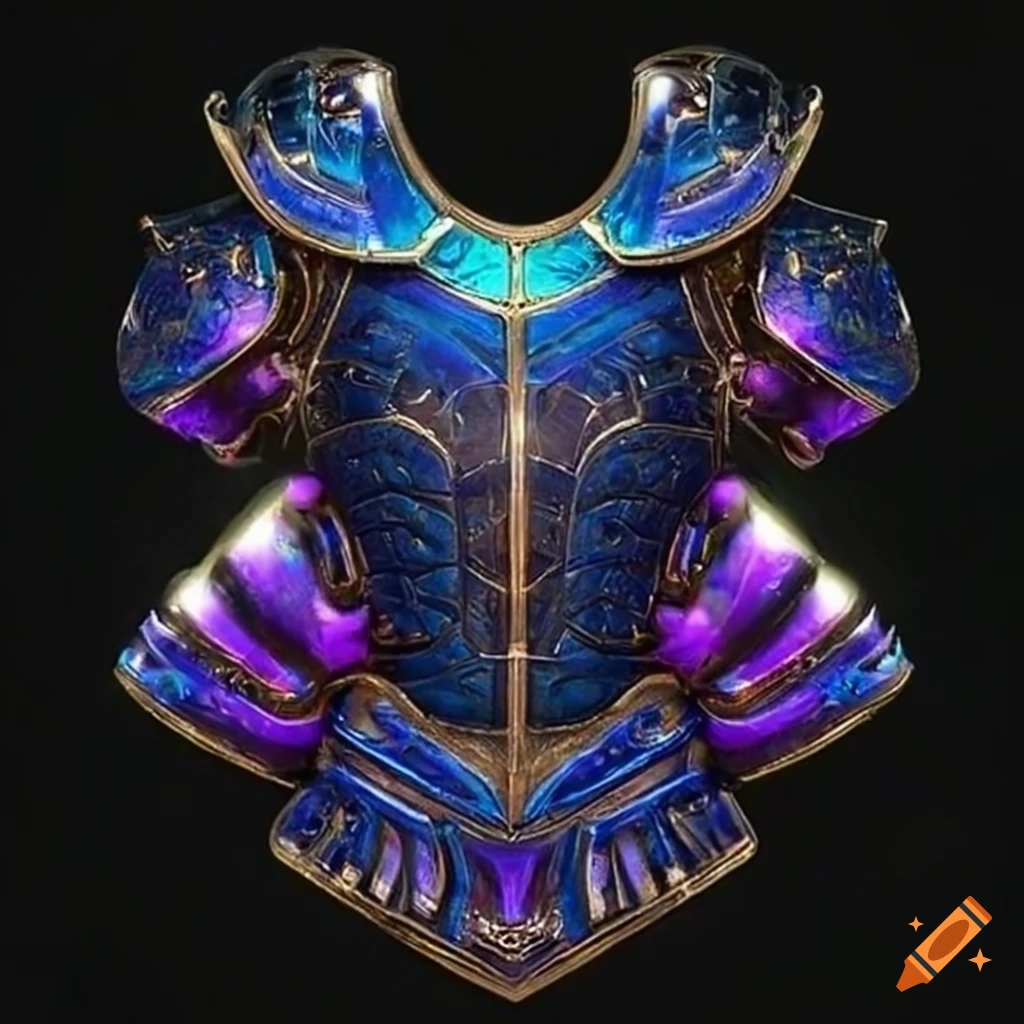 Adorned magic massive body armor with front view and vertical symmetry ...