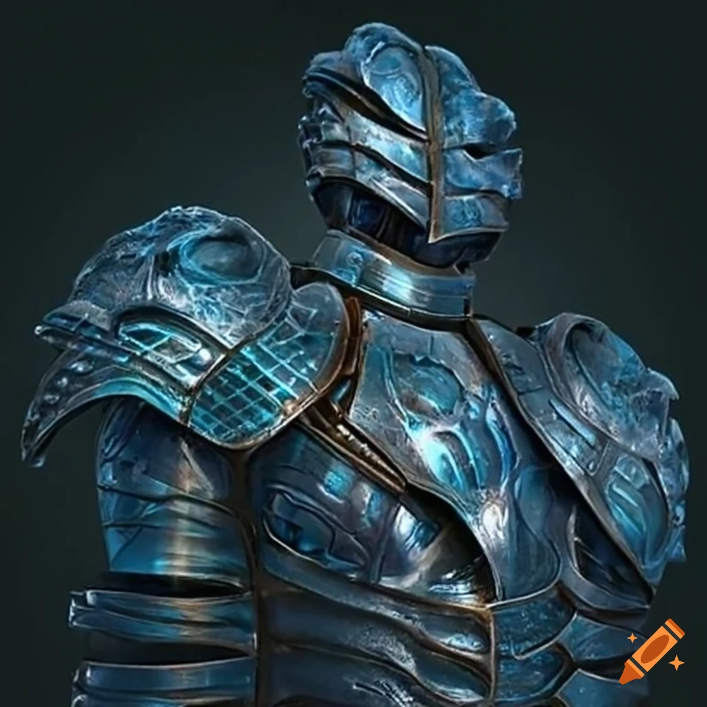 Adorned magic massive body armor in front view with vertical symmetry ...