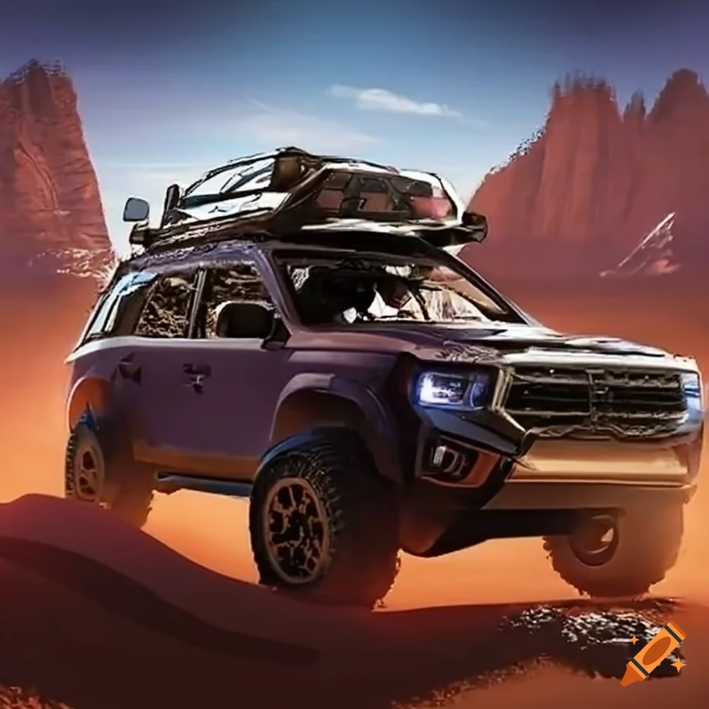 Offroad racing with two suvs on Craiyon