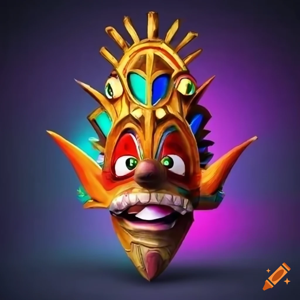 Intricately detailed sumerian wooden mask with vibrant colors and ...