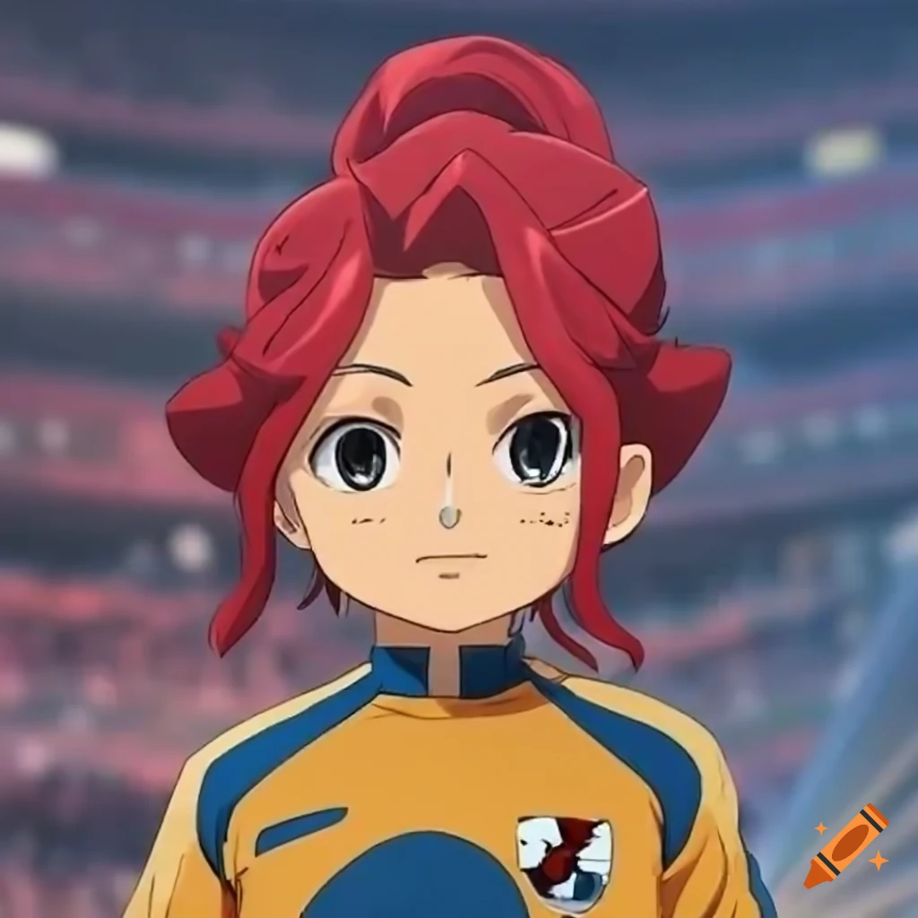 New player from inazuma japan team with red hair in a ponytail with ...