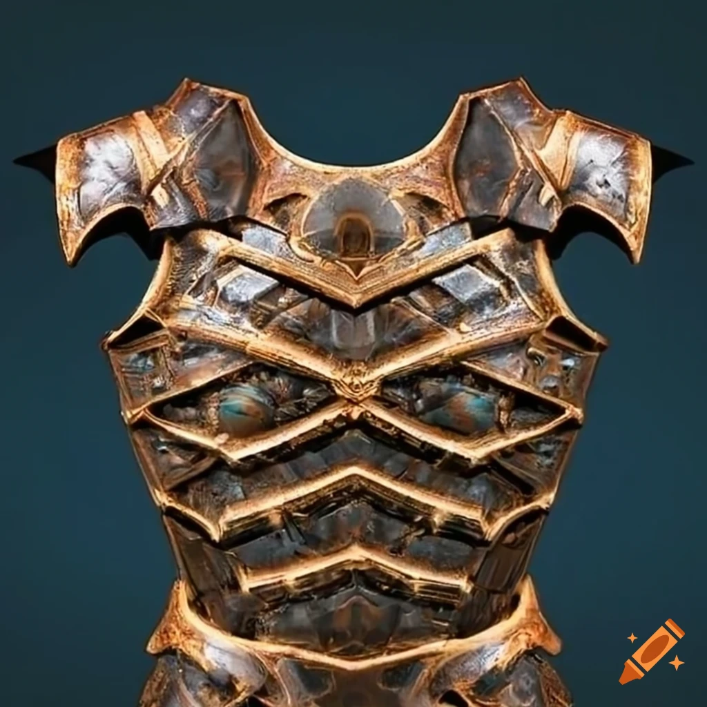 Adorned magic massive body armor with front view and vertical symmetry ...
