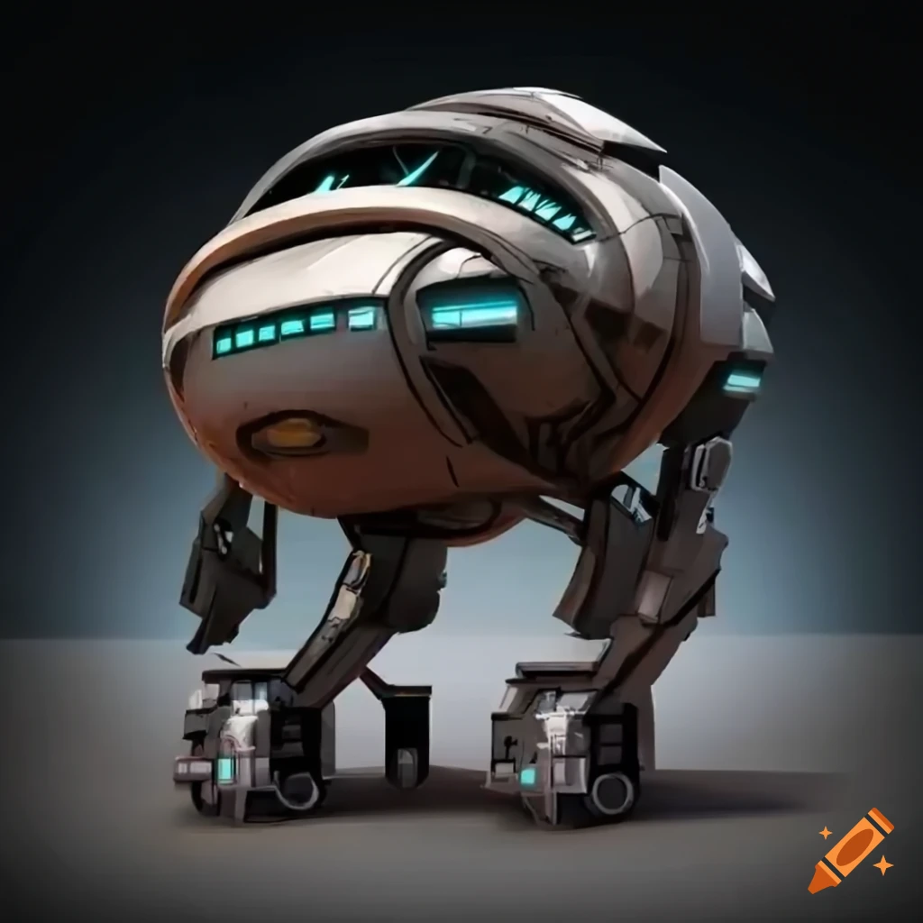 Futuristic dystopian production factory walker against a cloudy sky on Craiyon