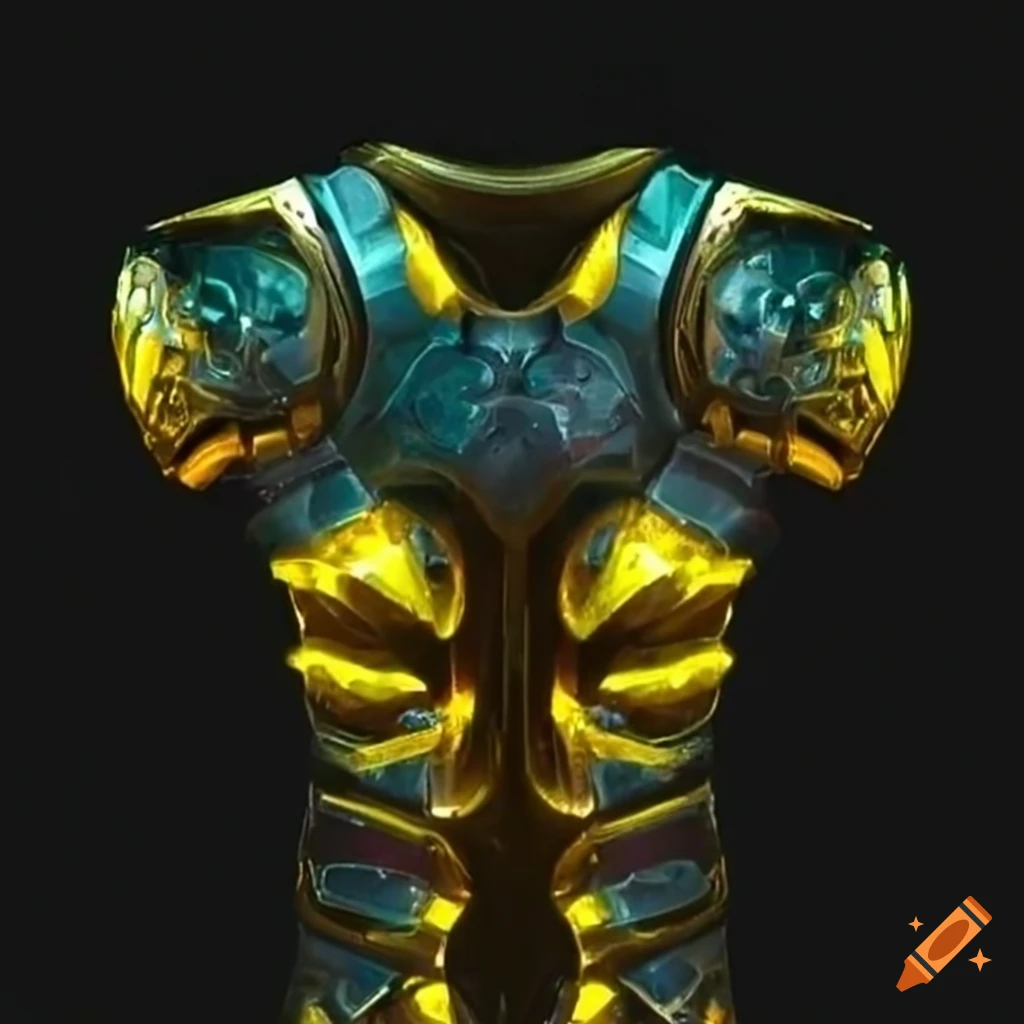 Adorned magic massive body armor front view with vertical symmetry on ...