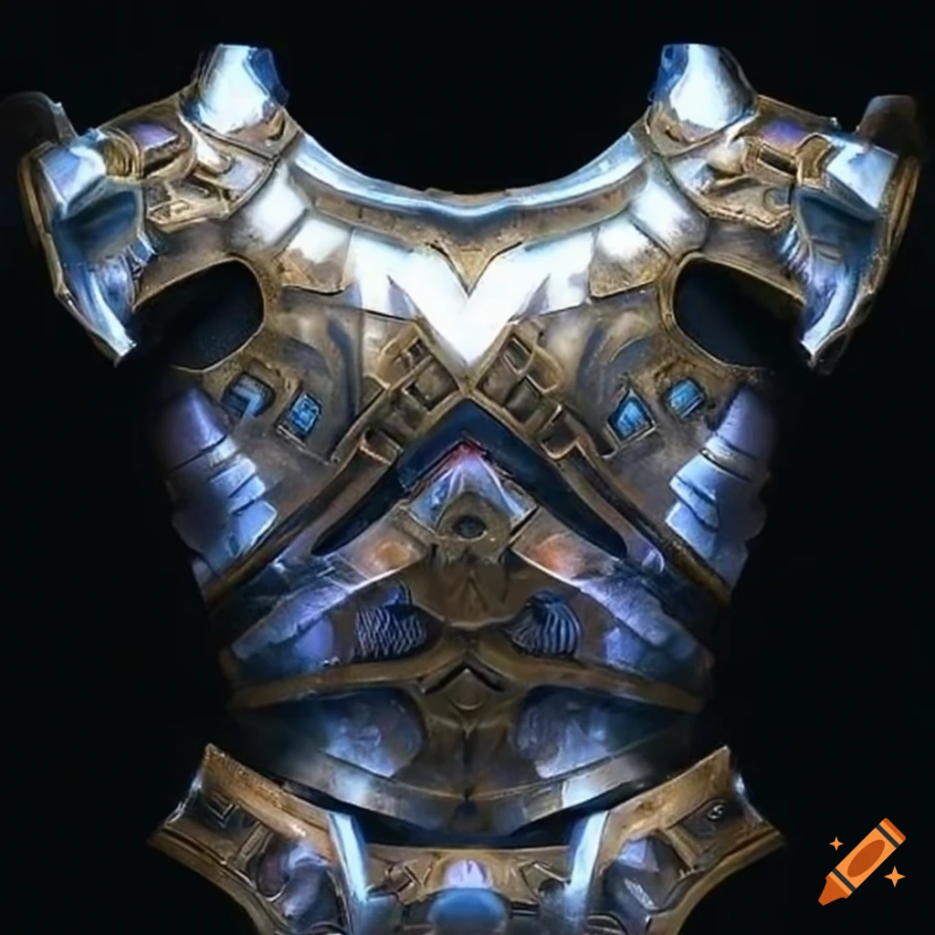 Adorned magic massive body armor with front view and vertical symmetry ...