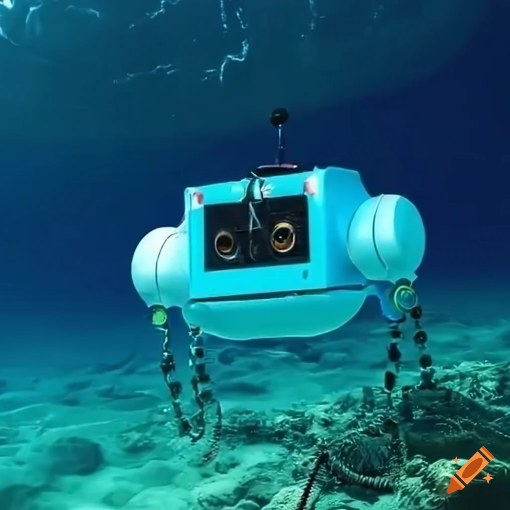 Filter robot cleaning the ocean on Craiyon