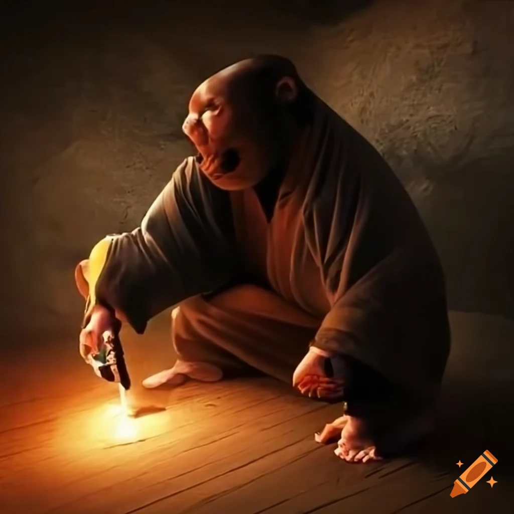 Mole-samurais training in an underground dojo with Japanese elements on ...