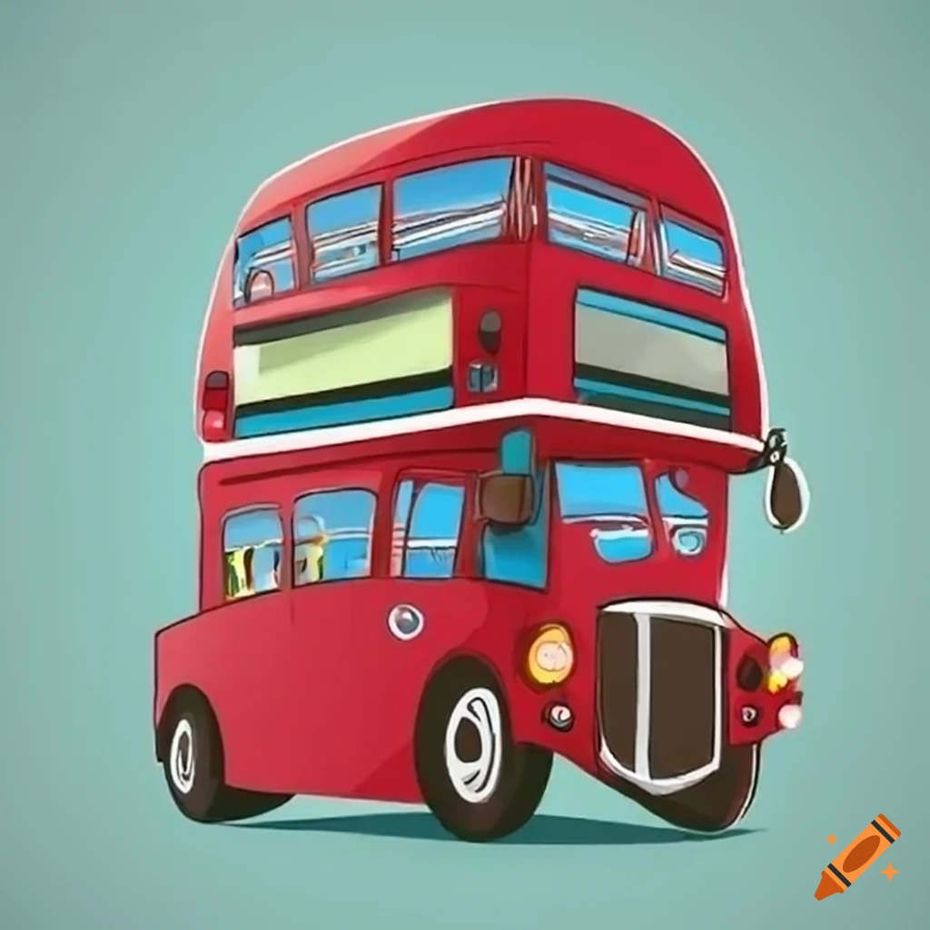 London bus cartoon illustration on Craiyon