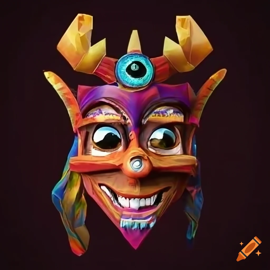 Intricately detailed and vibrant king's sumarian wooden mask with ...