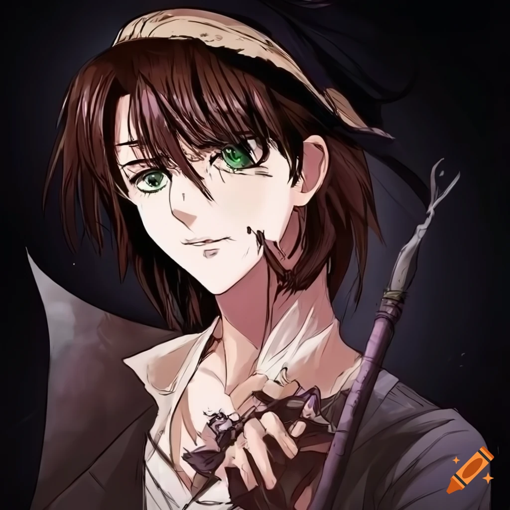 Manga illustration of a male witch on Craiyon